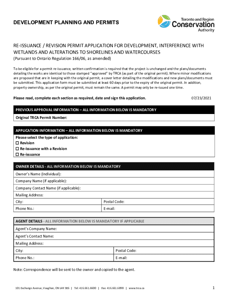 Fillable Online Permit Application Form - Credit Valley Conservation Fax Email Print - pdfFiller