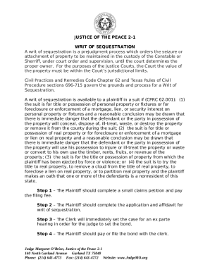 Writ of SequestrationU.S. Marshals Service Doc Template | pdfFiller