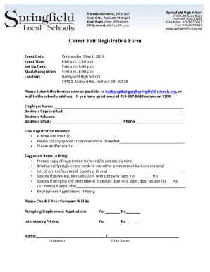 Fillable Online Career Fair Registration Form - ChamberOrganizer Fax ...