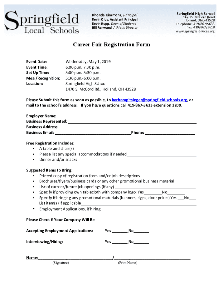 Fillable Online Career Fair Registration Form - ChamberOrganizer Fax ...