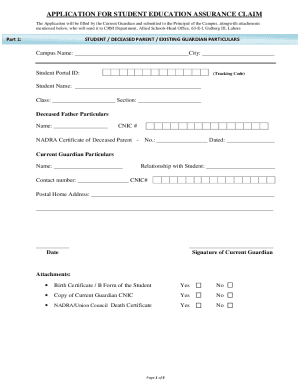 Fillable Online APPLICATION FOR STUDENT EDUCATION ASSURANCE ... Fax ...
