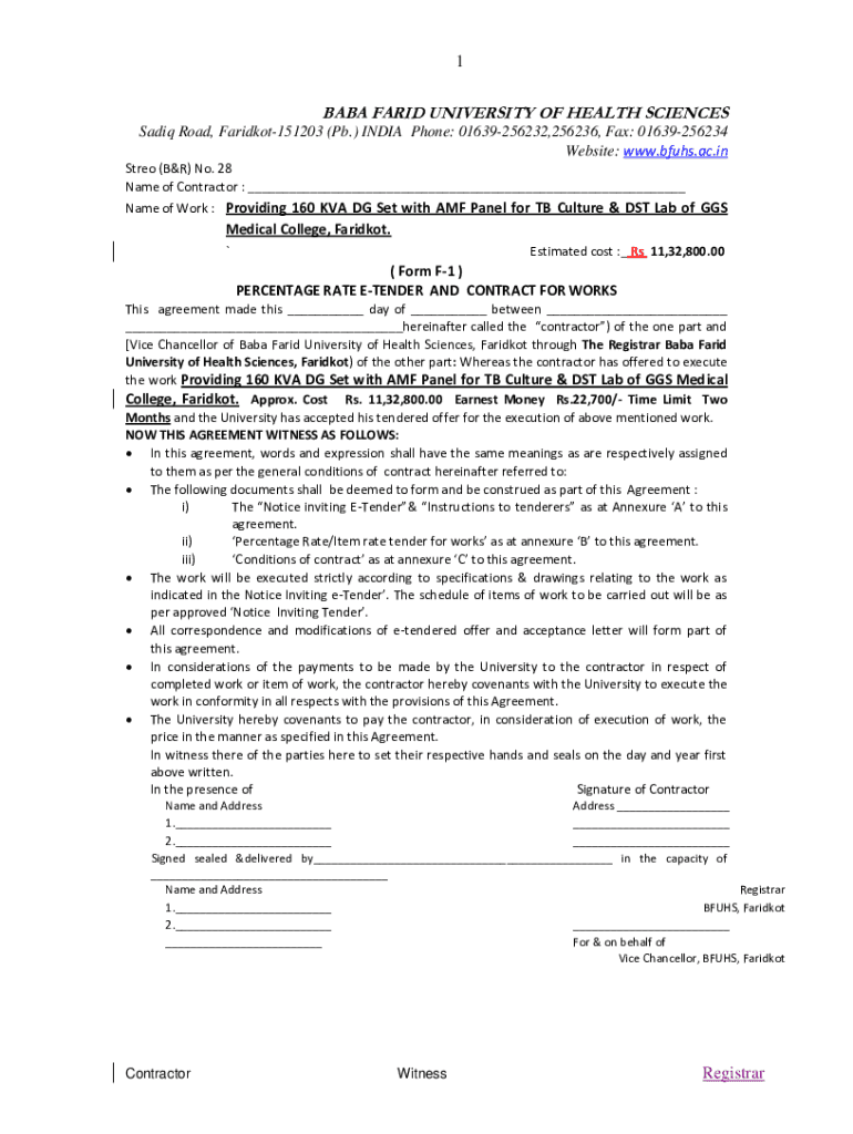 Fillable Online Providing 160 KVA DG Set with AMF Panel for TB Culture ...