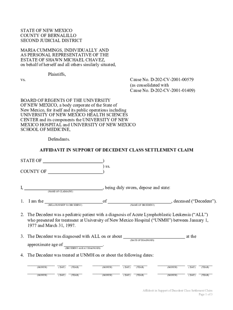 Fillable Online 2022+Affidavit+ISO+Decedent+Class+Settlement+Claim.pdf ...