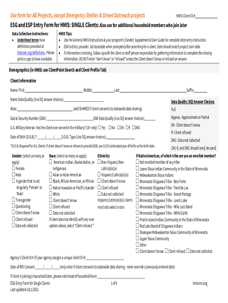Fillable Online Use form for All Projects, except Emergency Shelter & Street Outreach projects ...