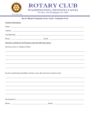 Fillable Online CPW Rotary Community Service Award Nomination Form Fax Email Print - pdfFiller