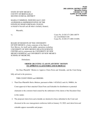 Fillable Online D-202-CV-2001-00579-Proposed Order re Motion to Approve ...