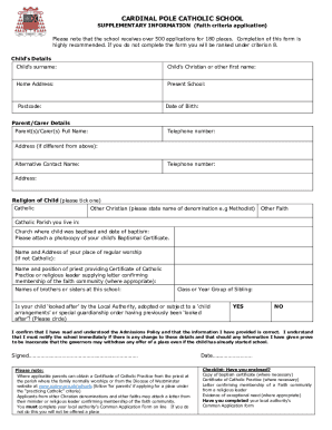 Fillable Online supplementary information form - admissions ...