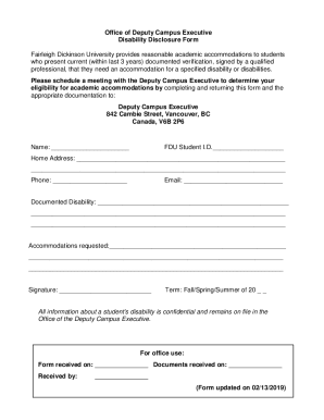 Fillable Online Office of Deputy Campus Executive Disability Disclosure ...