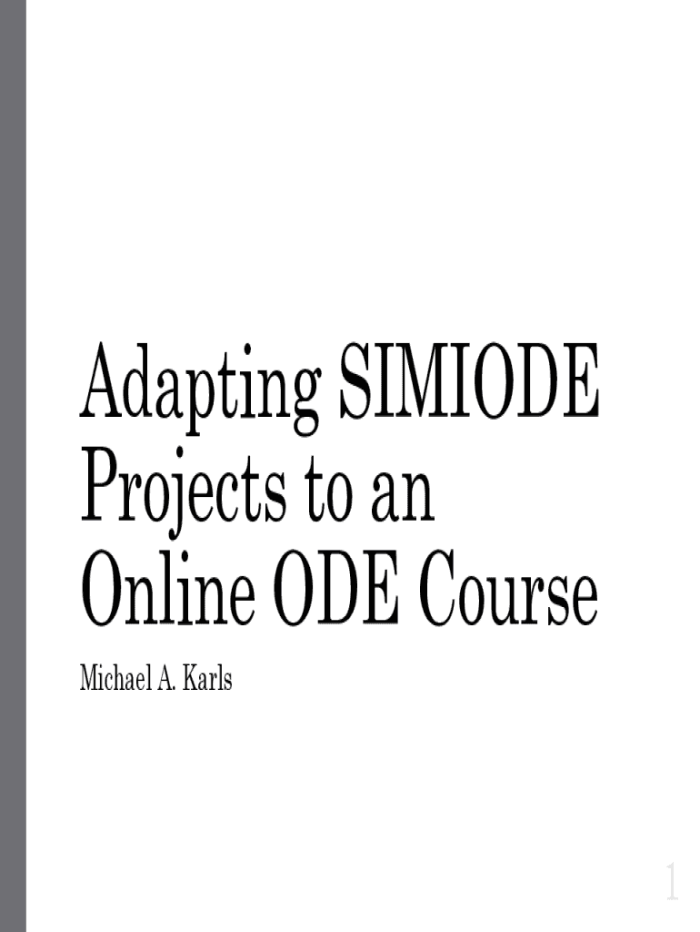 Fillable Online Adapting SIMIODE Projects to an Online ODE Course - 2 Fax Email Print - pdfFiller