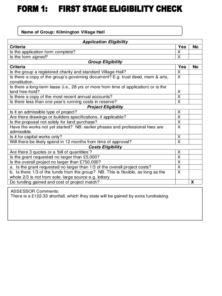 Fillable Online Kilmington Village Hall Application Eligibility ...