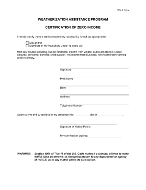 Fillable Online Instructions for the Zero Income Determination ...