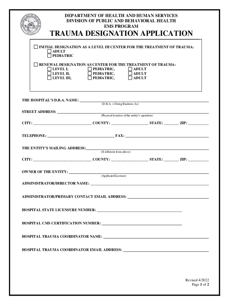 Fillable Online Emergency Medical System (EMS) - Forms - DPBH Fax Email ...