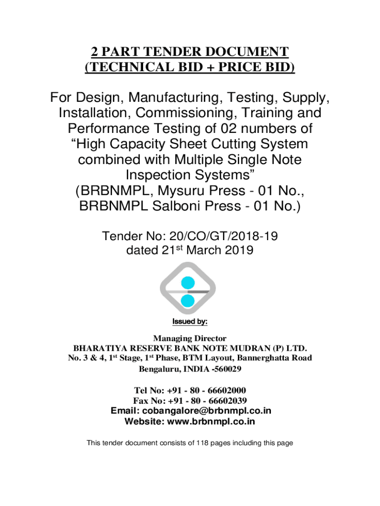 Fillable Online E - TENDER DOCUMENT Fax Email Print - pdfFiller