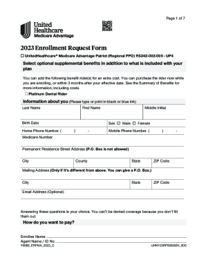 Fillable Online 2023 Enrollment Request Form - UnitedHealthcare Fax ...