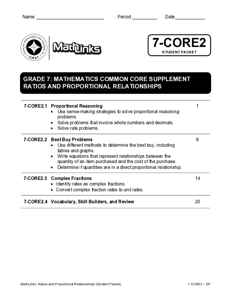 Fillable Online 7th Grade Math Ratios & Proportional Relationships CCSS I ... Fax Email Print ...