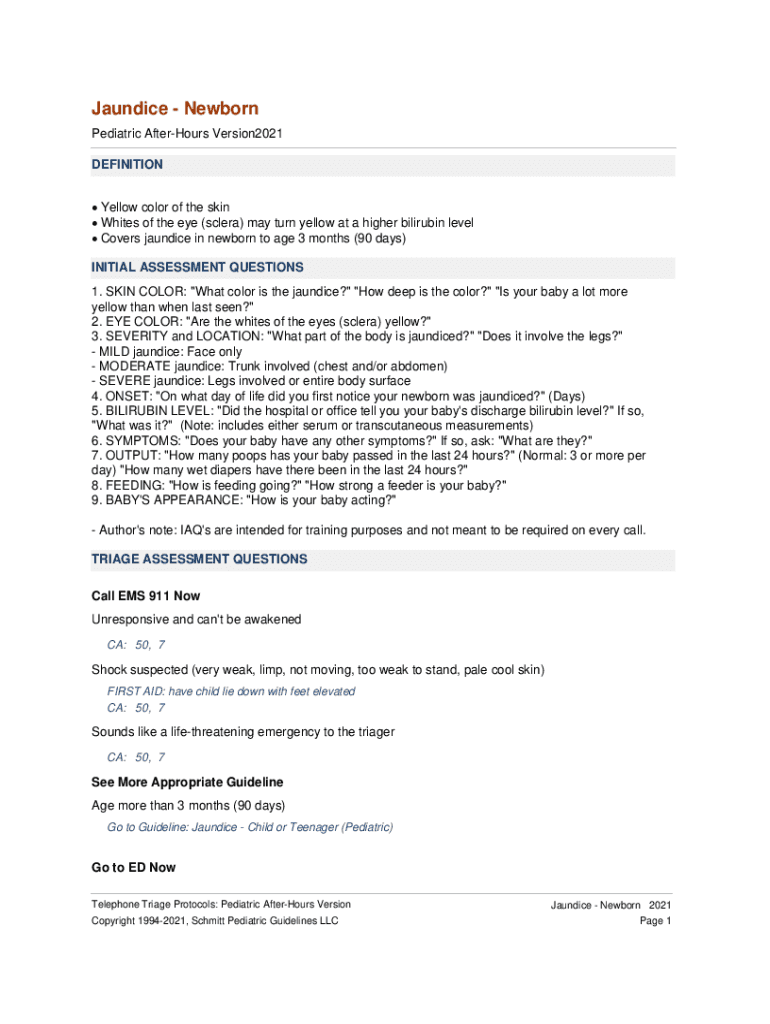 Fillable Online Jaundice in newborns fact sheetChildren's Health ...