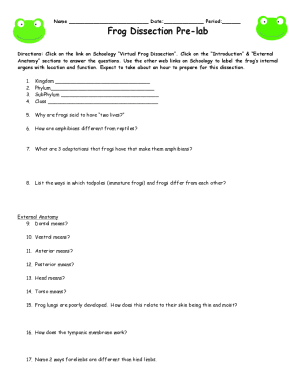 Fillable Online Frog dissection Virtual worksheet - Name Period Date ...