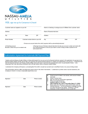 Fillable Online YES, sign me up for Conserve-A-Check! Authorization ...