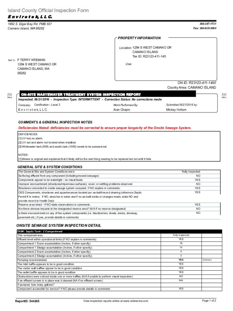 Fillable Online Onsite Sewage (Septic) Systems Maintenance, Inspection and ... Fax Email Print ...