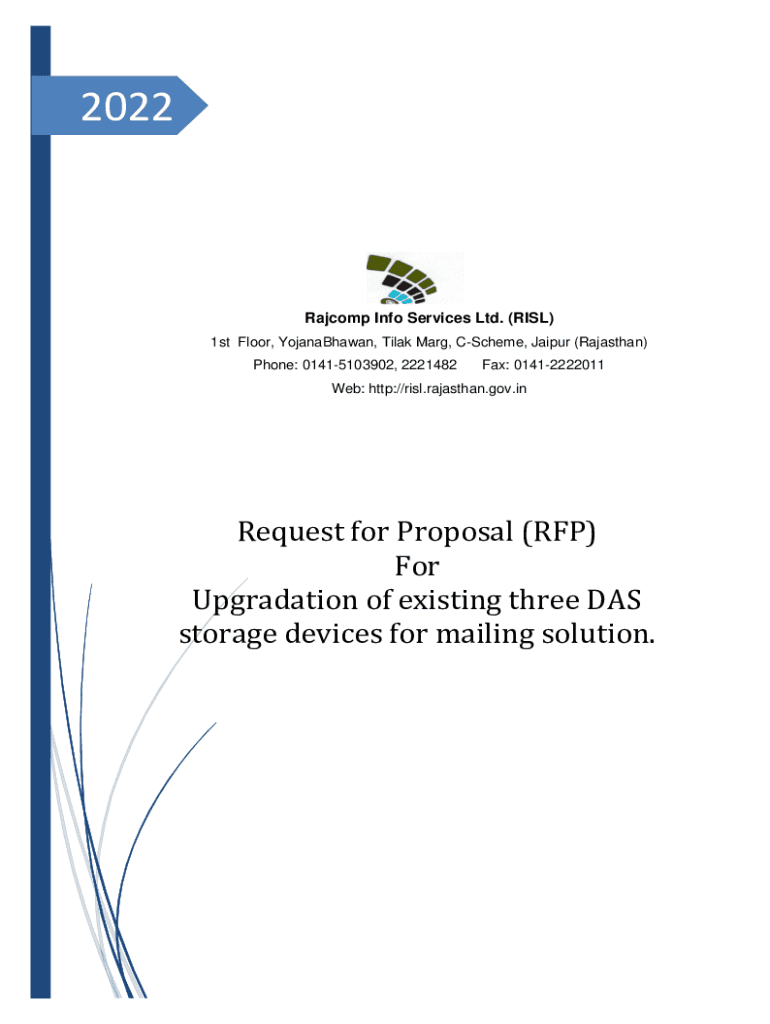 Fillable Online risl rajasthan gov Request for Proposal (RFP) For Upgradation of existing three ...