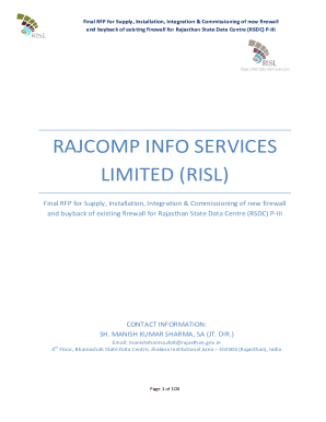 Fillable Online risl rajasthan gov Final RFP For Supply, Installation ...
