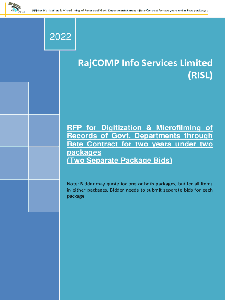 Fillable Online risl rajasthan gov Request for Proposal for Digitizing ...