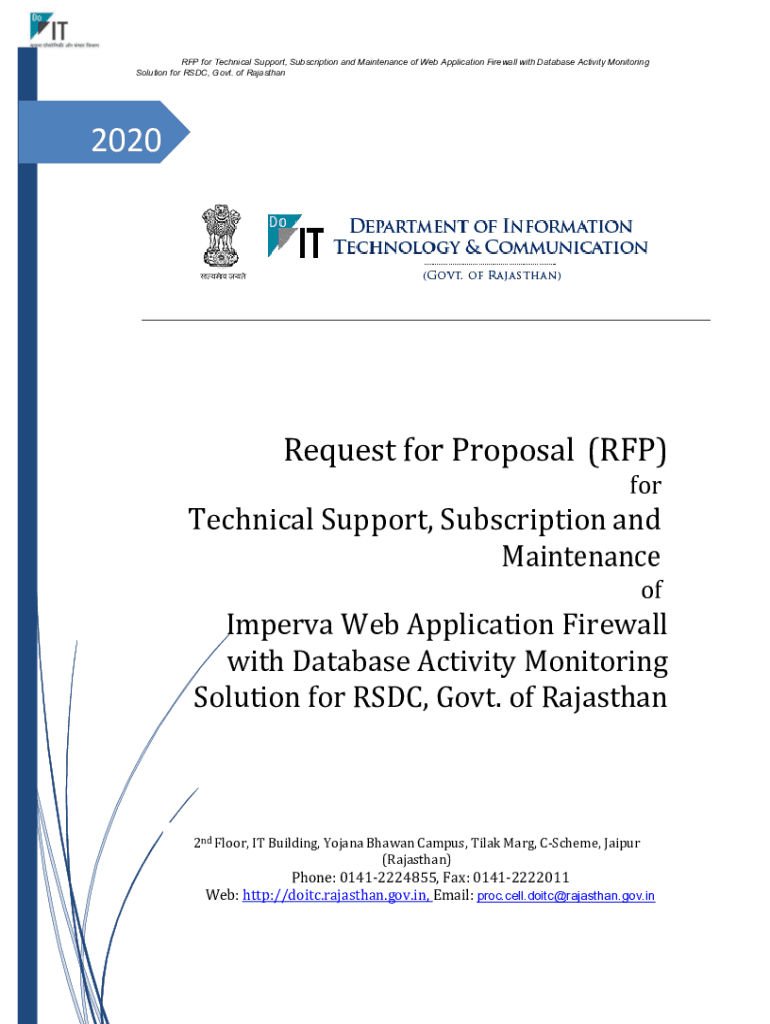 Fillable Online risl rajasthan gov RFP for Technical Support ...