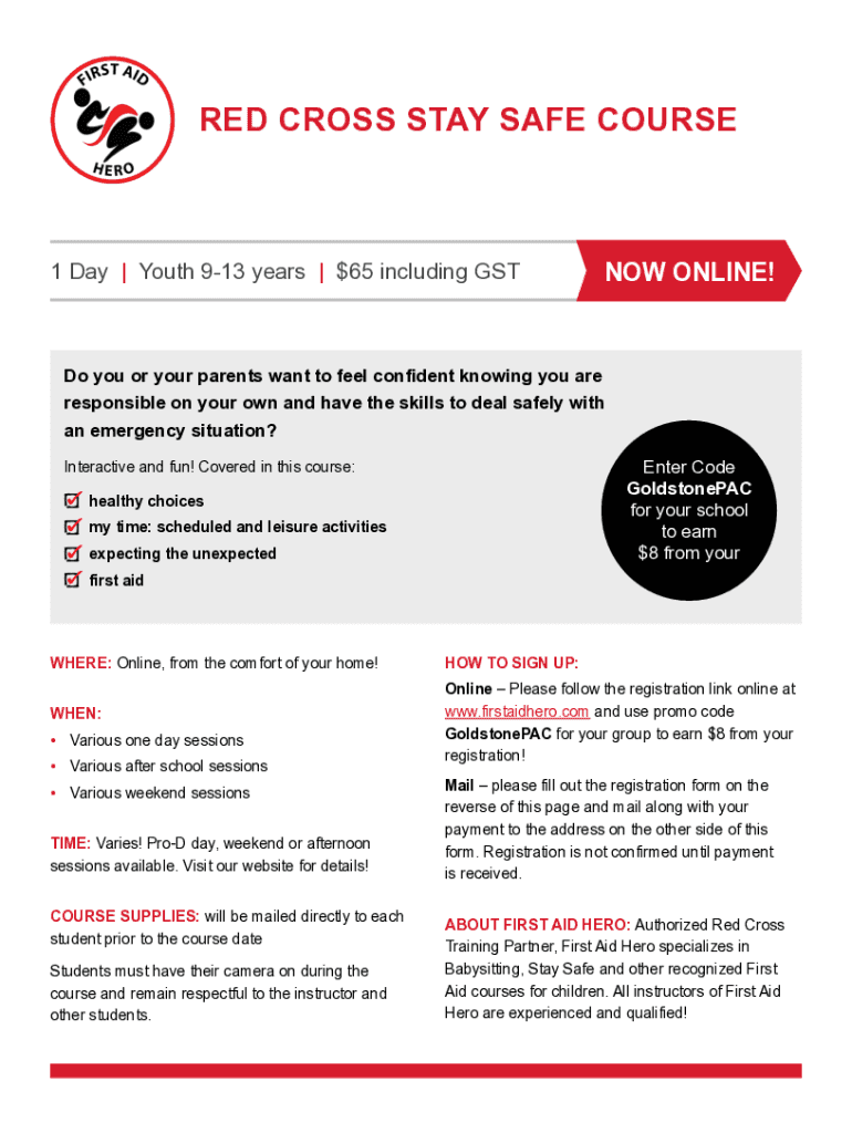 Fillable Online Red Cross Stay Safe! Home Alone Course - Oakfield ...