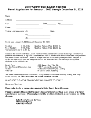 Fillable Online Sutter County Boat Launch Facilities Permit Application ...