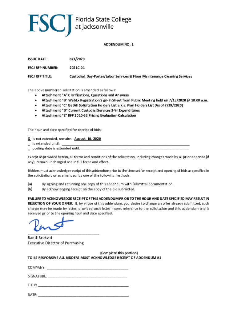 Fillable Online FSCJ RFP TITLE: Fax Email Print - pdfFiller