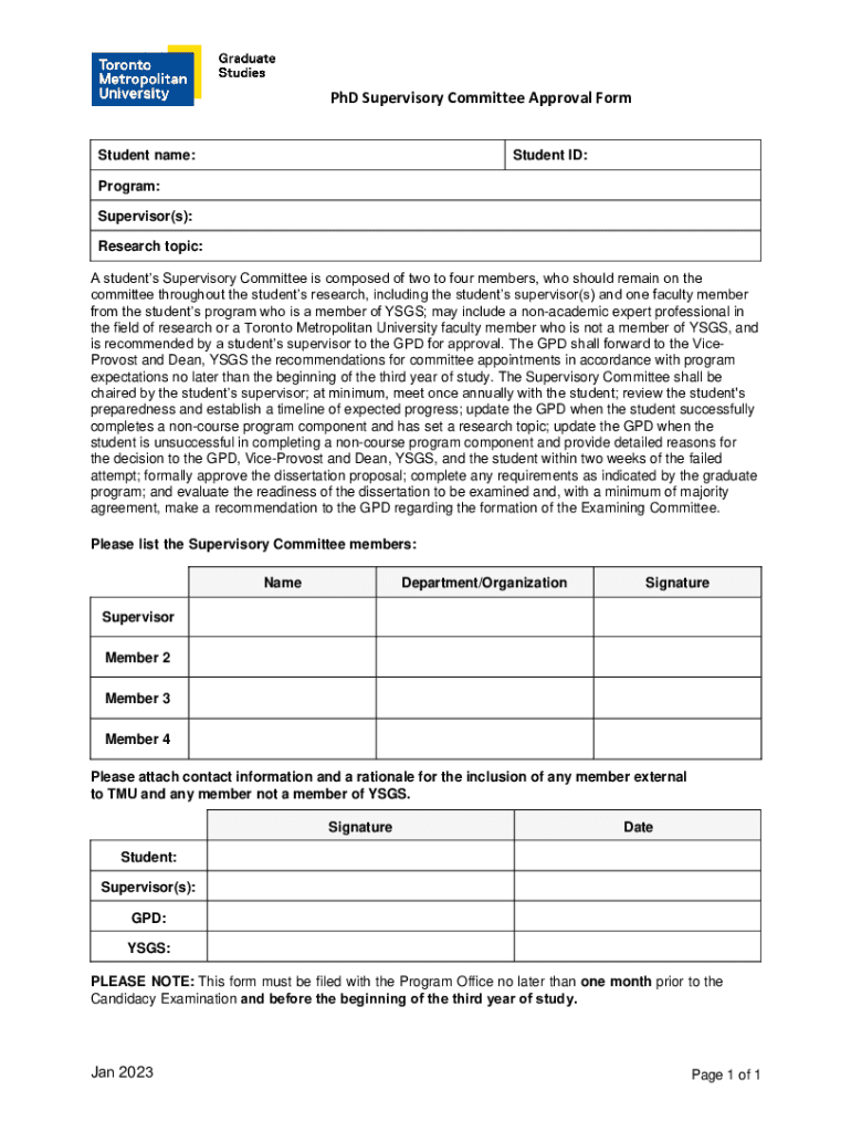 Fillable Online PhD Supervisory Committee Approval Form Fax Email Print - pdfFiller