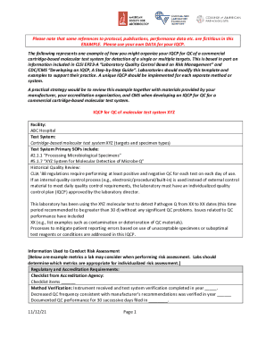 Fillable Online IQCP for QC of molecular test system XYZ Fax Email ...