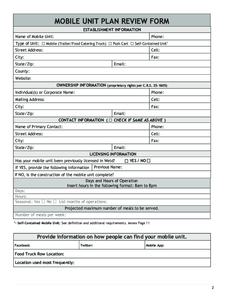 Fillable Online PLAN REVIEW APPLICATION FOR FOOD ESTABLISHMENTS ... Fax ...