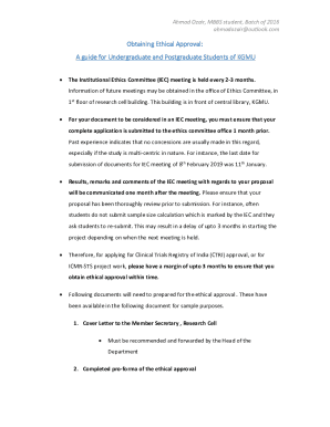 Fillable Online Obtaining Ethical Approval: A guide for Undergraduate ...