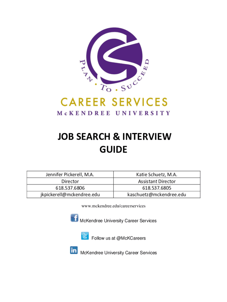 Fillable Online JOB SEARCH & INTERVIEW GUIDE - McKendree University Fax Email Print - pdfFiller
