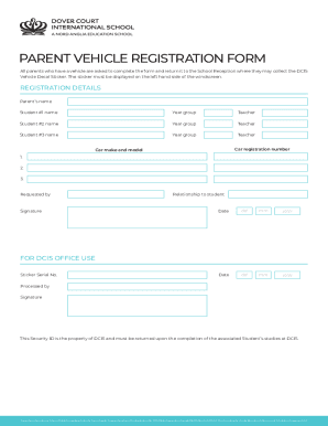 Fillable Online Vehicle Sticker Registration Form 221227 Parent copy ...