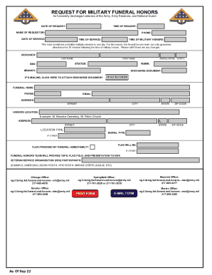 Fillable Online MILITARY FUNERAL HONORS REQUEST FORM ( ... Fax Email ...