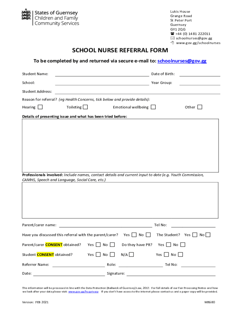 Fillable Online Health Improvement Specialist Nurse Referral Form Fax ...
