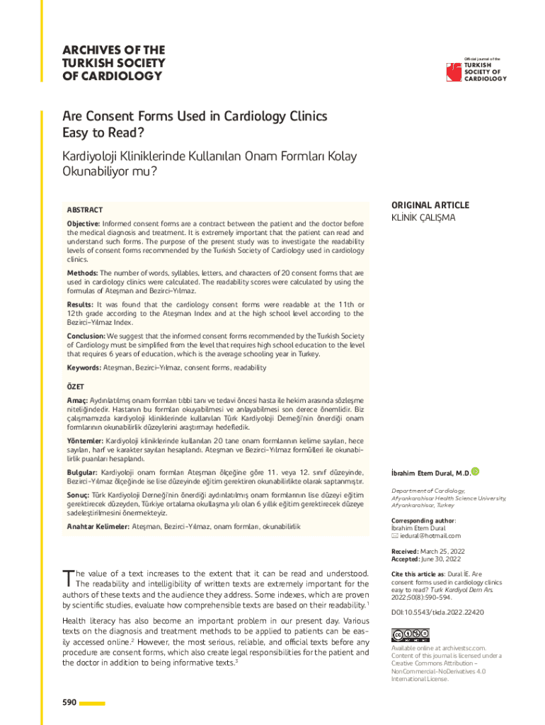 Fillable Online Are Consent Forms Used in Cardiology Clinics Easy to ...