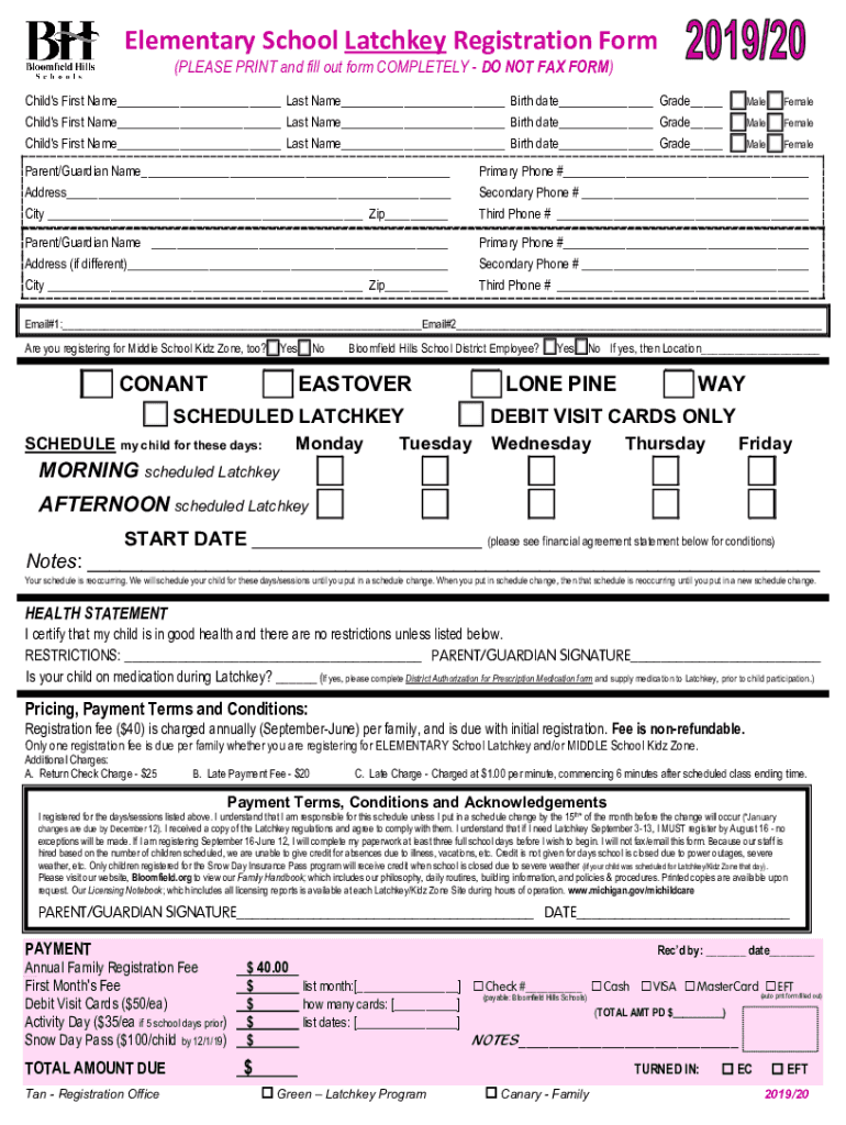 Fillable Online Enrollment: Annual Registration Form BLANK Fax Email ...