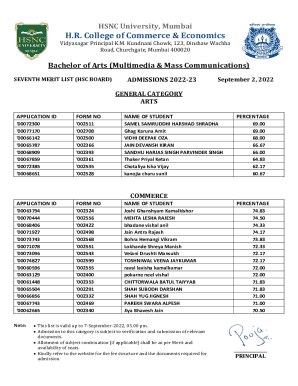 Fillable Online SEVENTH MERIT LIST (HSC BOARD) Fax Email Print - pdfFiller