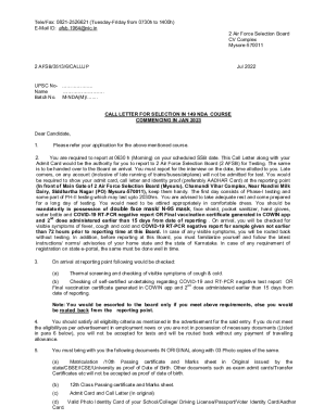 Fillable Online 149 NDA SSB CALL LETTER Fax Email Print - pdfFiller