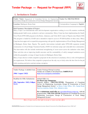 Fillable Online Tender PackageRequest for Proposal (RFP) Invitation ...