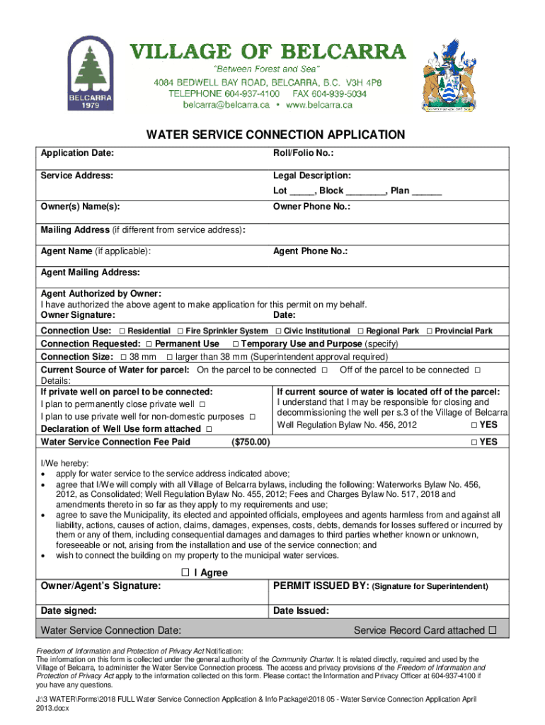 Fillable Online Water Service Application Form (PDF) - Maryville, IL ...