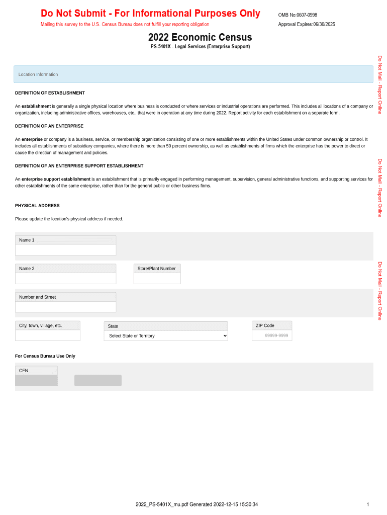 Fillable Online bhs econ census Report activity for each establishment on a separate form Fax ...