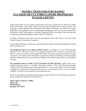 Fillable Online INSTRUCTIONS FOR PURCHASING TAX DEED OR TAX ... Fax ...