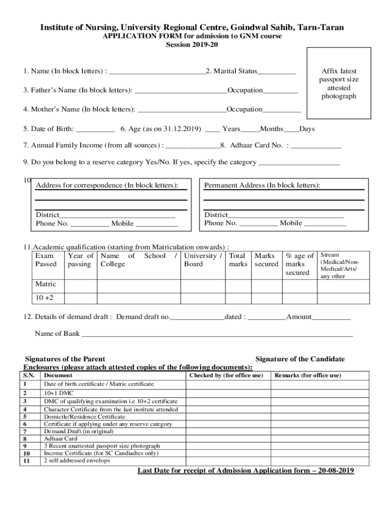 Fillable Online Application Form ION, URC, Goindwal Fax Email Print - pdfFiller