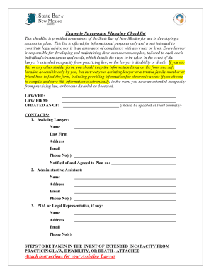 Fillable Online Succession Planning Checklist and Sample Fax Email ...