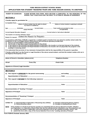 Fillable Online P108-01Form.doc. YRDSB Student Transfer Form - Fillable ...