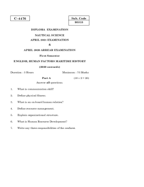 Fillable Online DIPLOMA EXAMINATION Fax Email Print - pdfFiller